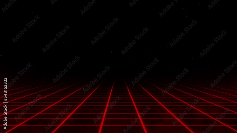 Infinity perspective laser red grid side motion. Retrowave, synthwave ...