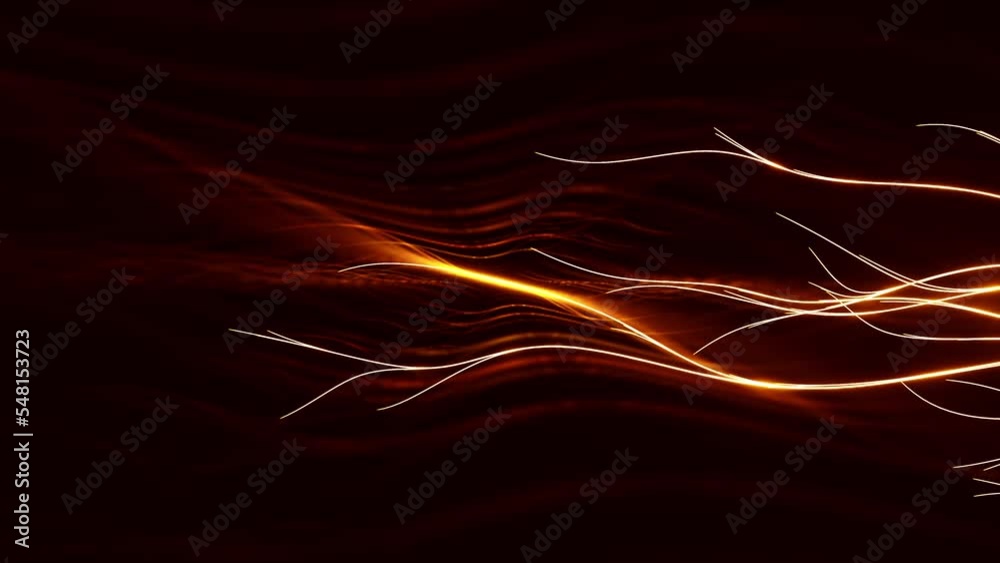 Abstract curving line color moving slowly on orange glare like fire ...