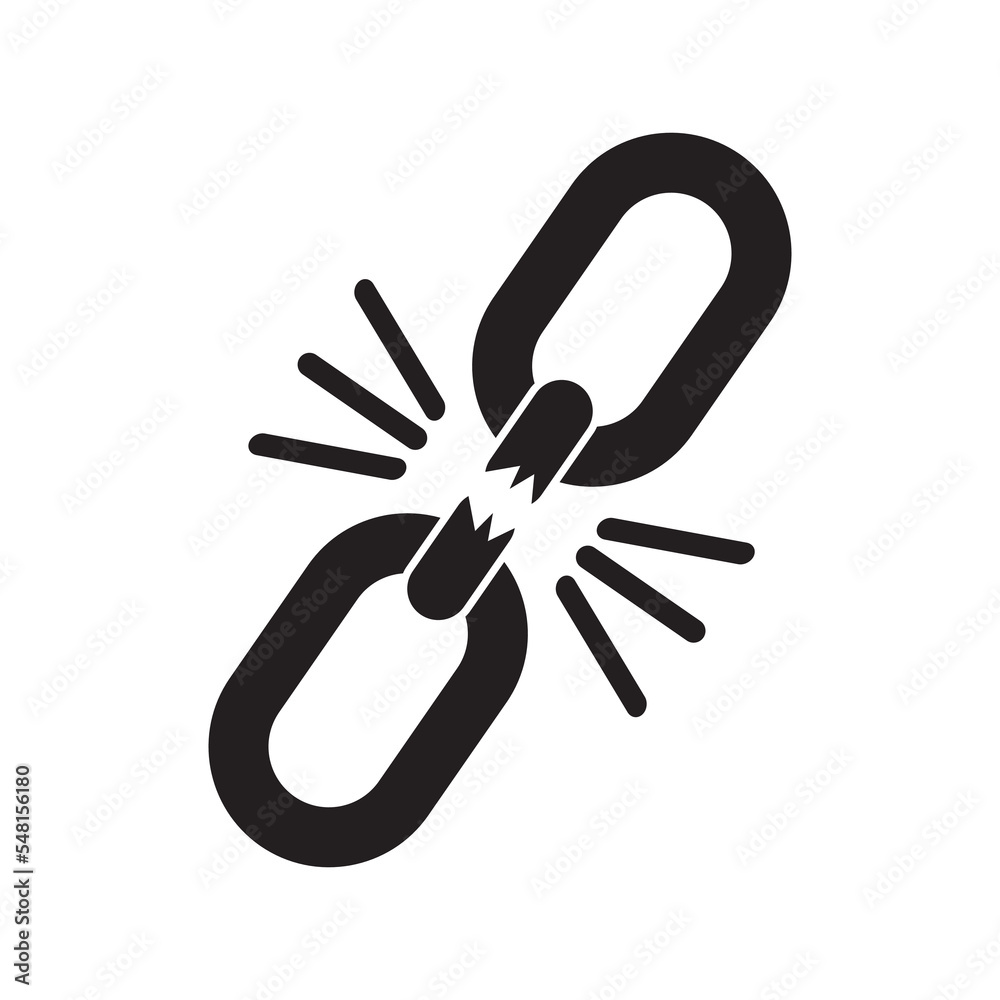 broken chain link vector icon. Wreck chain link icon symbol Stock ...