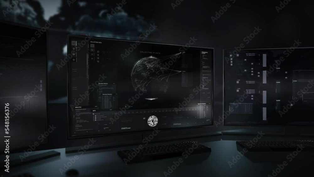 Hacker is breaking into the firewall to access the modern tracking technology. Hacking the ...