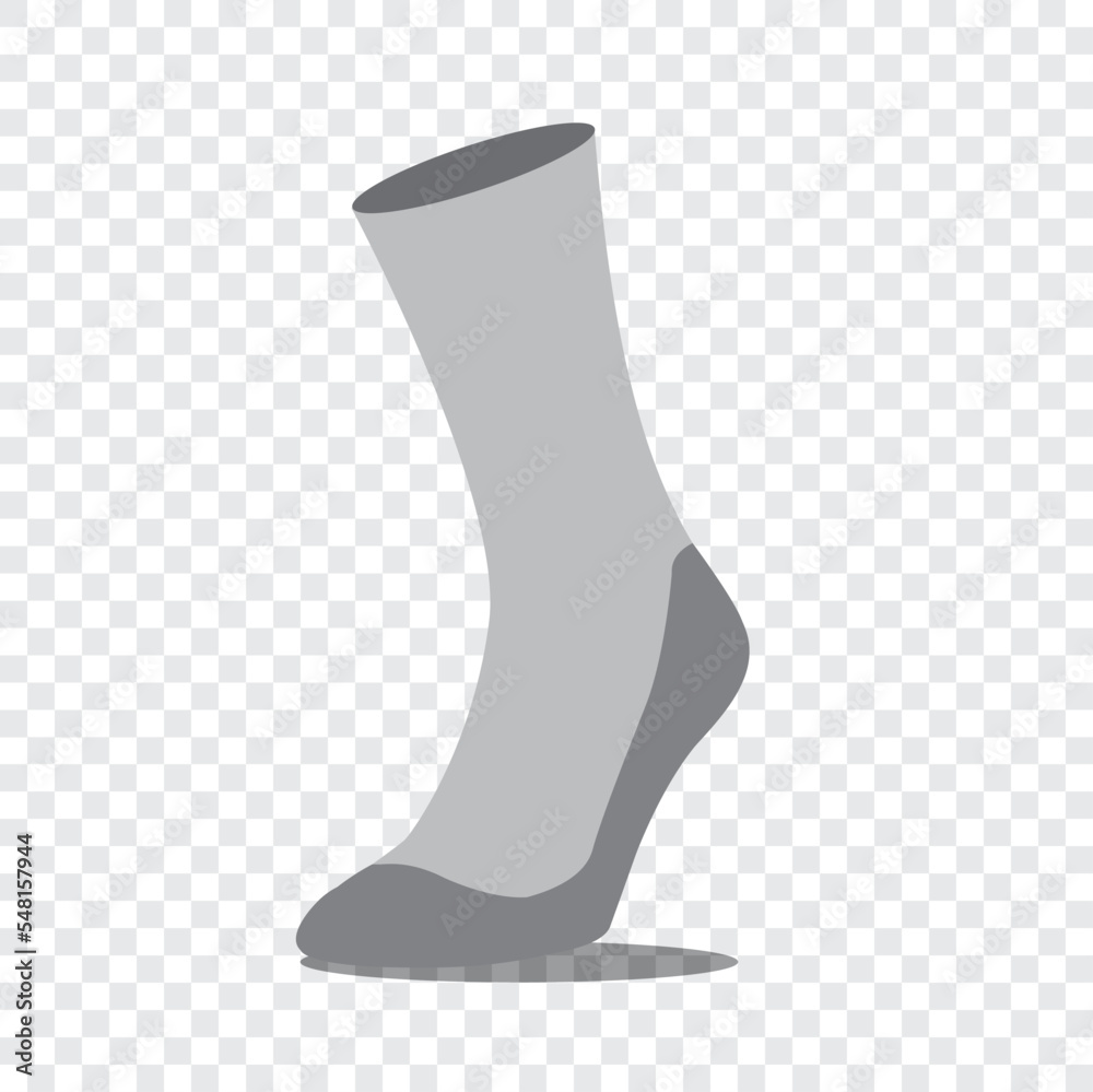 Grey sock on transparent background. Vector illustration Stock Vector ...