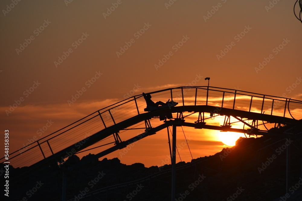 low-slung track, Toboggan, sledge, run, in the, Jais Sledder, Mountains ...