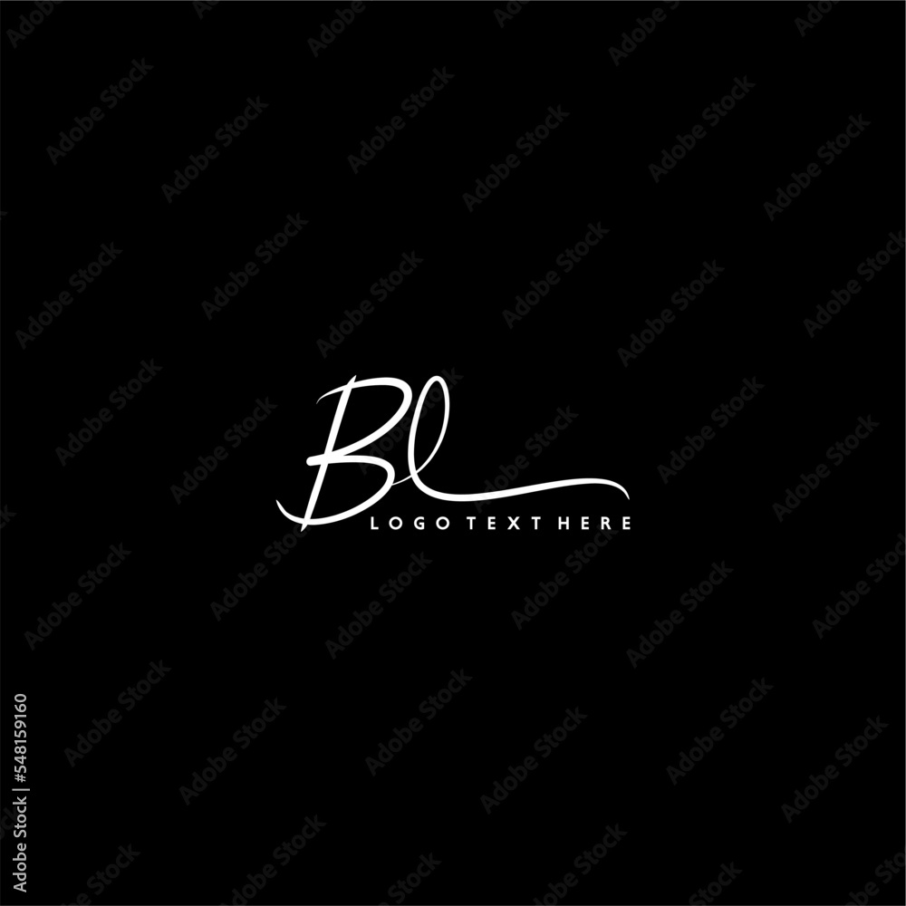 Hand Written style BL letter design, BL logo, BL initials with black ...