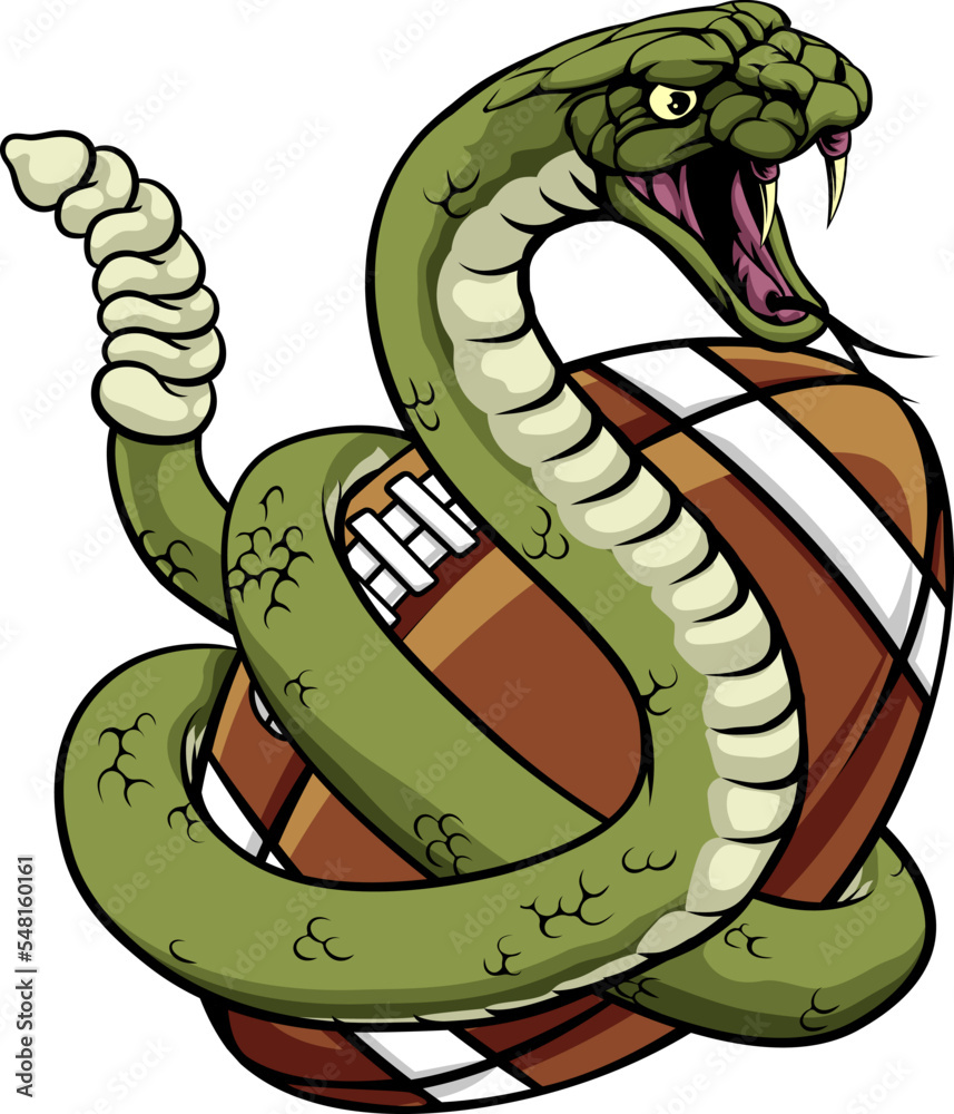 A rattlesnake snake American football sports team cartoon animal mascot ...