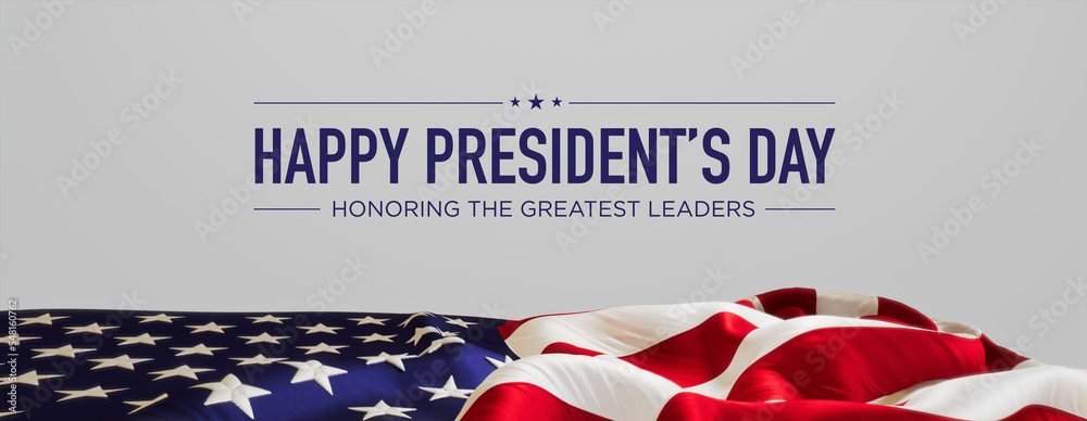 Authentic Banner for Presidents day with American Flag and White ...