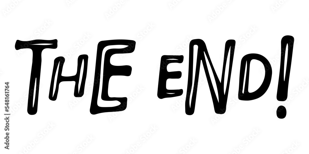 The end lettering isolated black on white background. Vector Typography ...