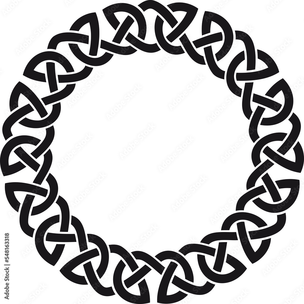 Simple Celtic knot circular frame, black. Circular border made with ...
