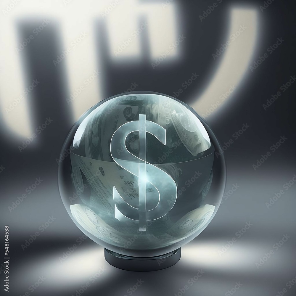 $ Dollar Money Symbol Icon Sign Inside Transparent Crystal Glass Ball ...