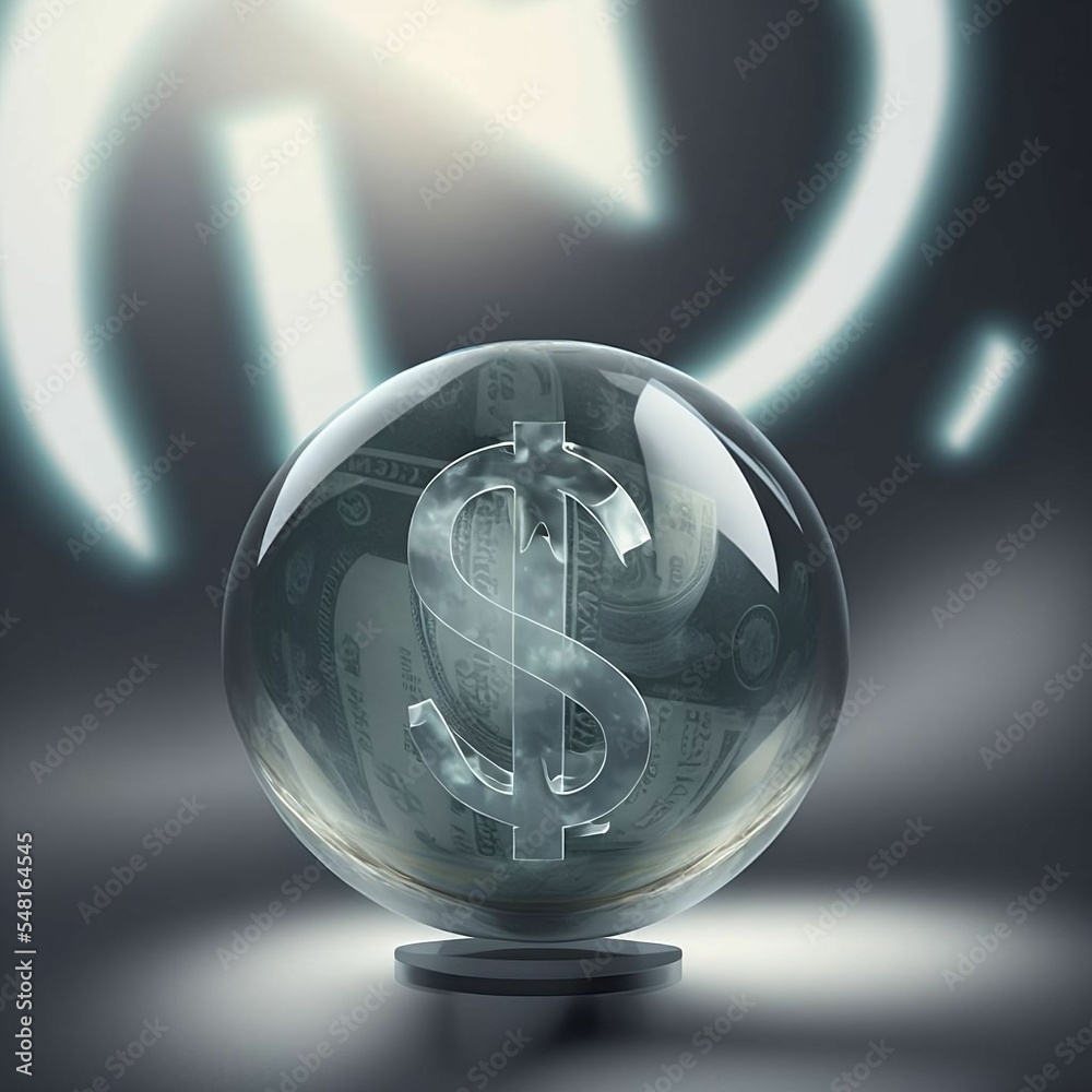 $ Dollar Money Symbol Icon Sign Inside Transparent Crystal Glass Ball ...