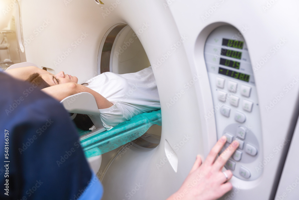 computer tomograph, computer tomography control panel Stock Photo ...