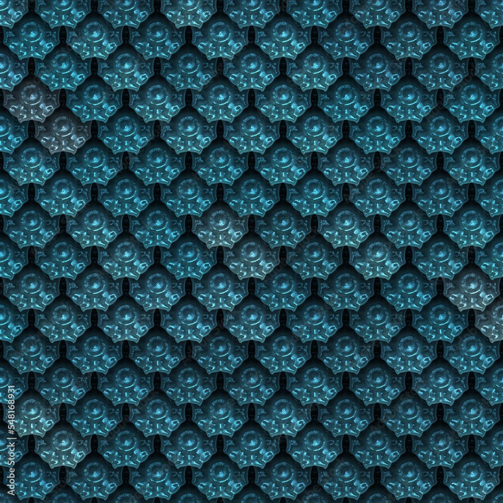 Seamless Fantasy Armour Texture. 3D illustration. Metallic pattern ...