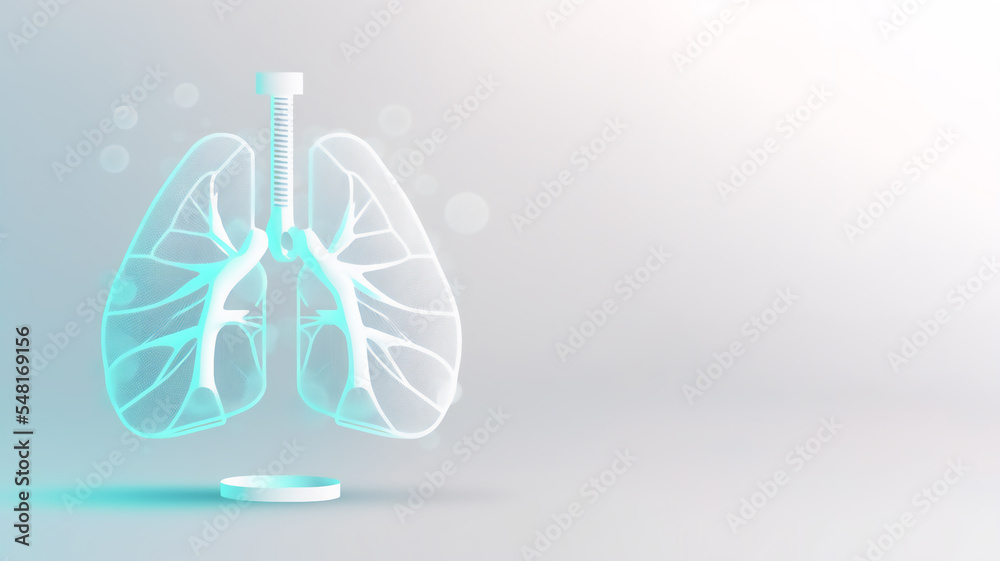 Lung holographic icon, lung disease diagnostic concept for lung cancer ...