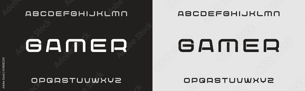 GAMER minimal and tech alphabets font designs. professional vector ...