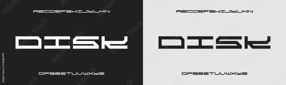 DISK minimal and tech alphabets font designs. professional vector ...