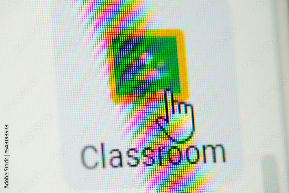 Online education concept. Using Google classroom for distance education ...