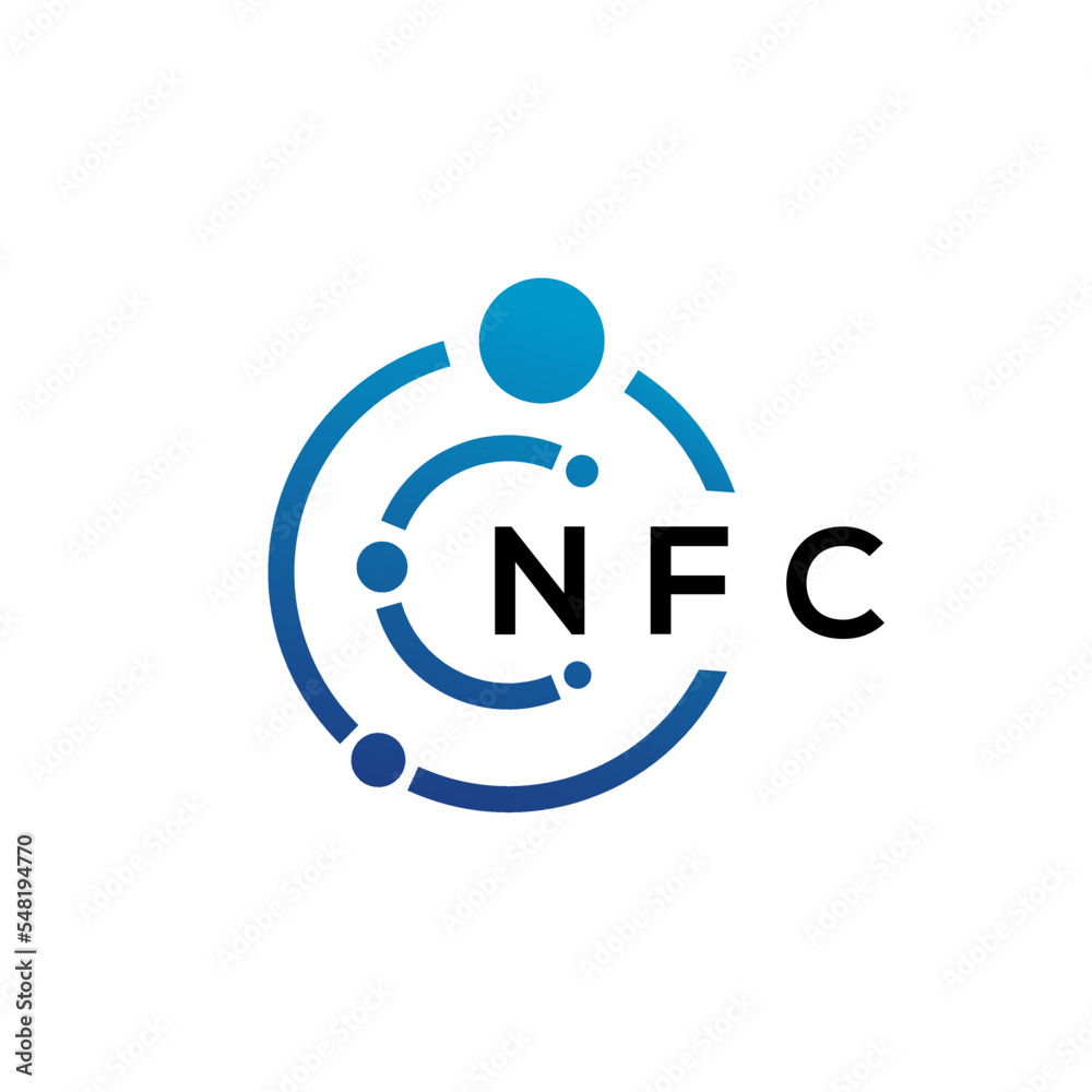 NFC letter technology logo design on white background. NFC creative ...