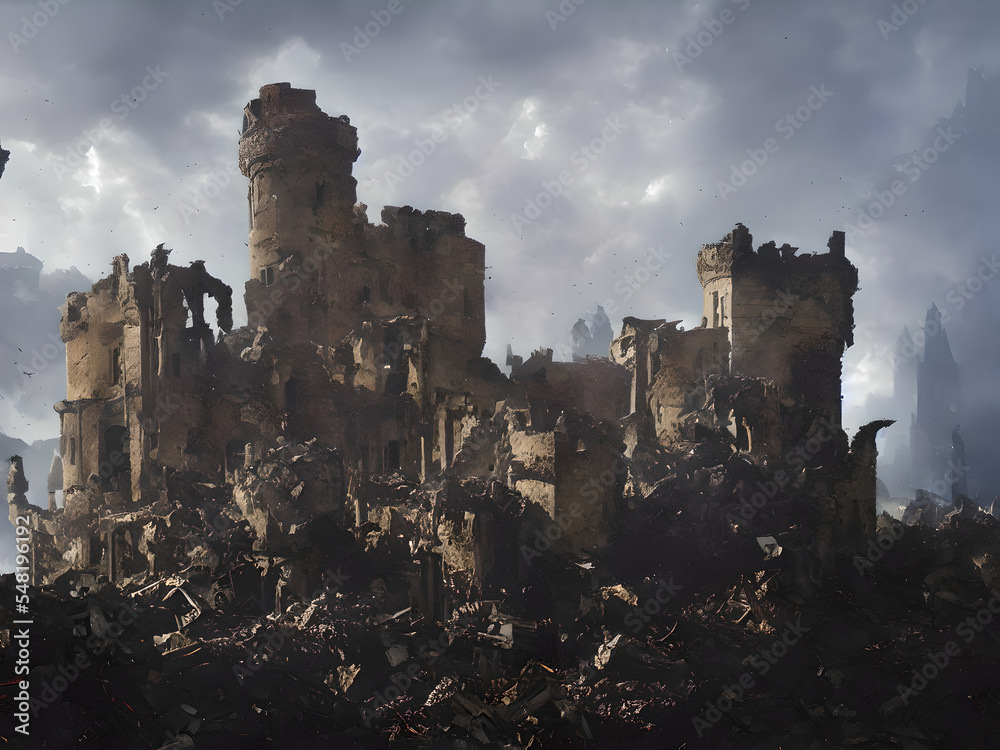 A concept art illustration of Crumbling Farum Azula. A location from ...