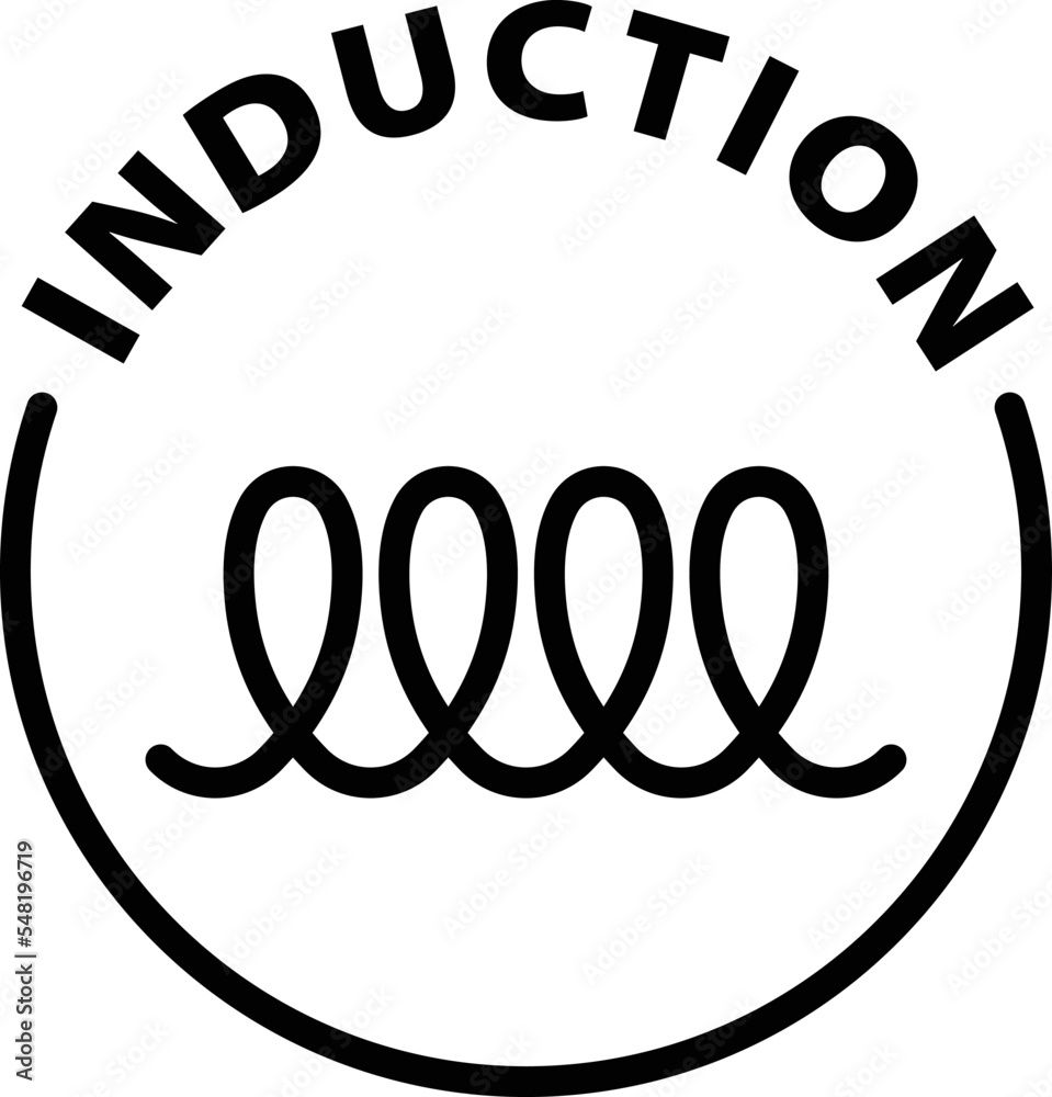 induction stoveicon. Isolated vector black outline stamp label rounded ...