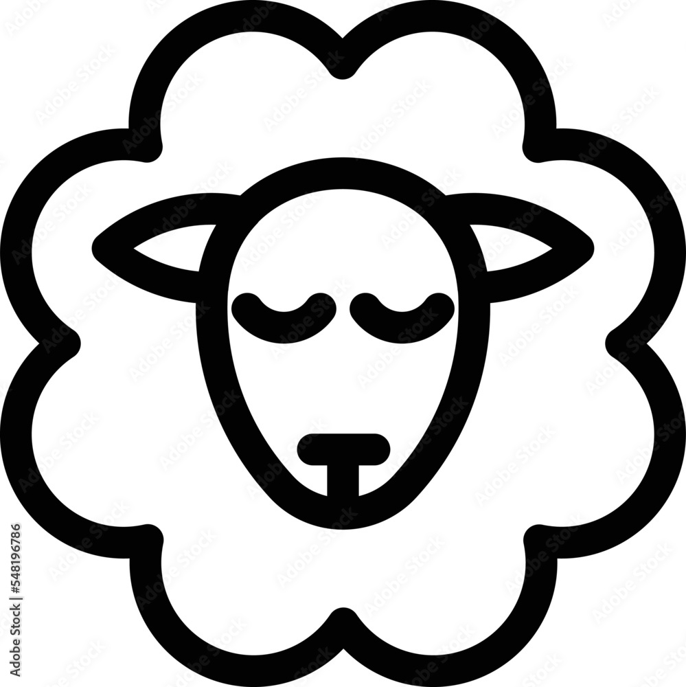 merino wool sheep icon. Isolated vector black outline stamp label ...