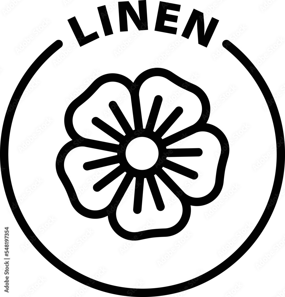 linen icon. Isolated vector black outline stamp label rounded badge ...