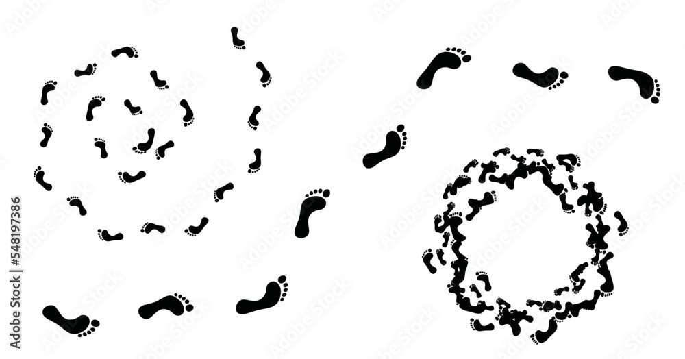Bare Foot Footprints, Footprint Sign Path, Human Step Icons Road, Sole ...