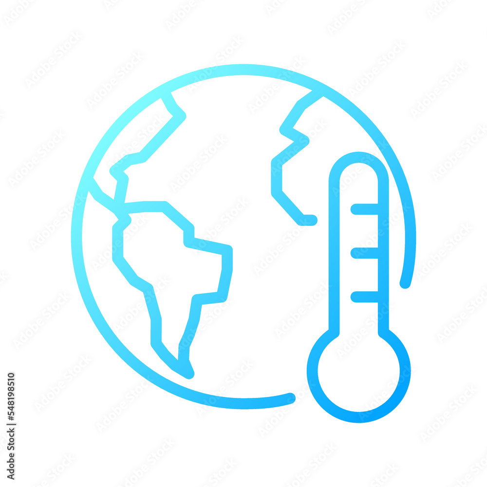 Global warming pixel perfect gradient linear vector icon. Climate changes. Hot weather ...
