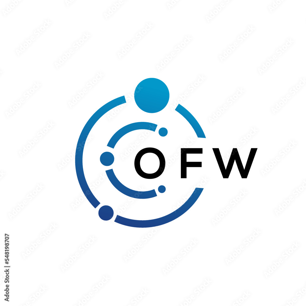 OFW letter technology logo design on white background. OFW creative ...