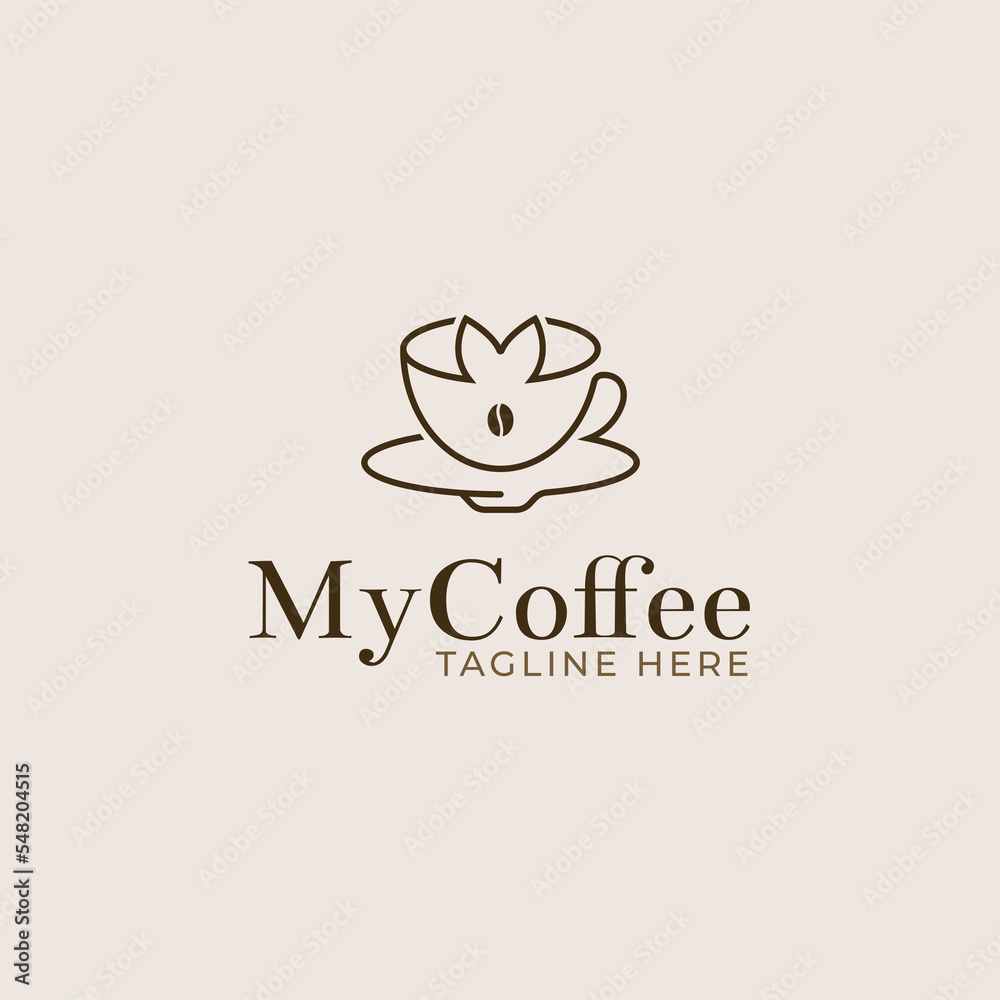 letter M coffe logo - tea cup logo - monoline Stock Vector | Adobe Stock