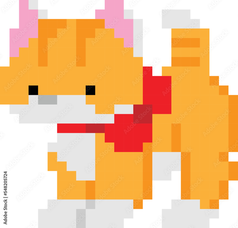 Cat pixel art vector illustration. Cat clip art. Stock Vector | Adobe Stock