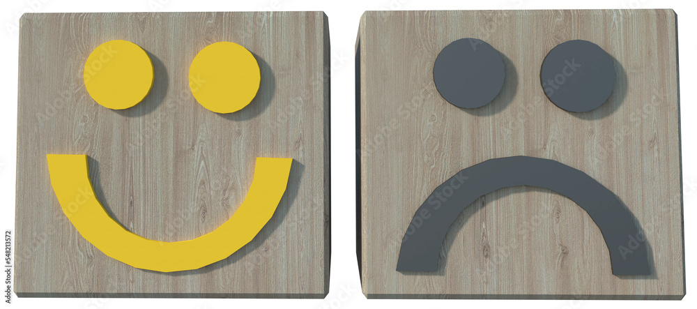 smiling face and sad face , Customer Service Quality Feedback concept ...