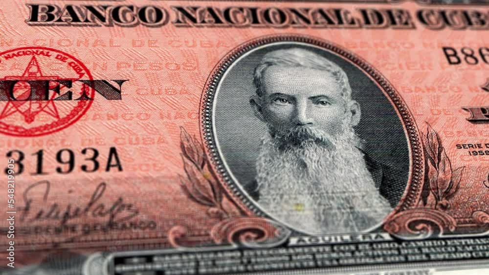 Cuba Cuban Peso 100 Banknotes, One Hundred Cuban Peso, Close-up and ...