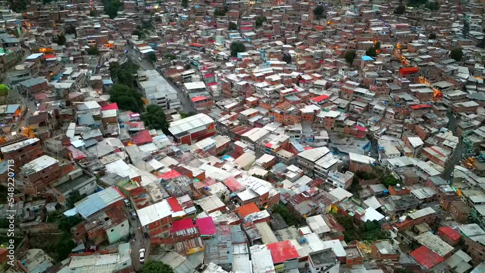 Aerial view of famous slums of Caracas, Venezuela. Favelas in the poor ...