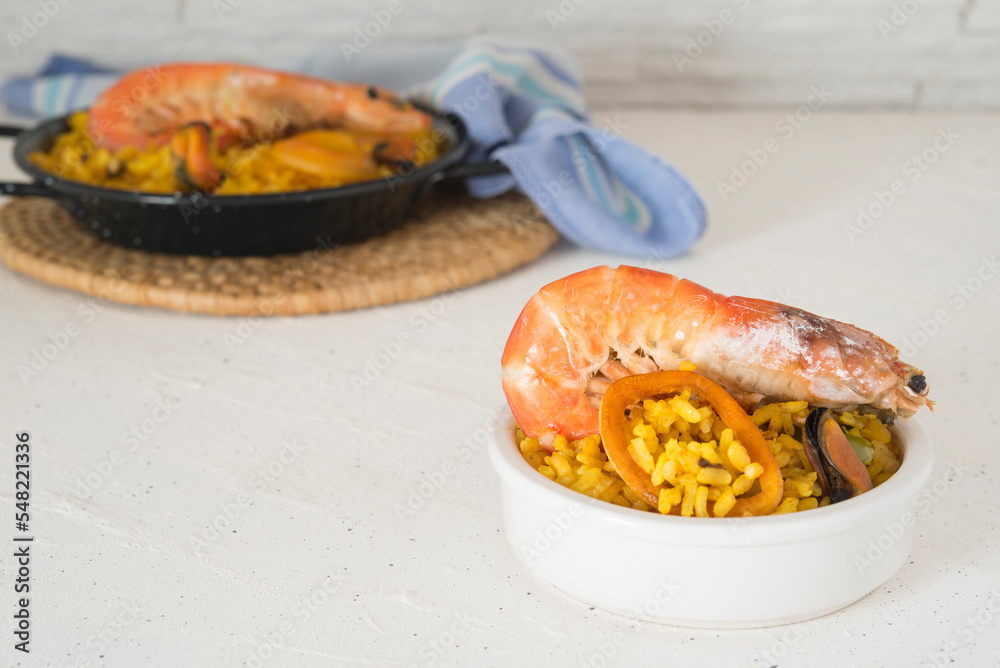 Poster Paella typical spanish food in granite background – Wall Art ...