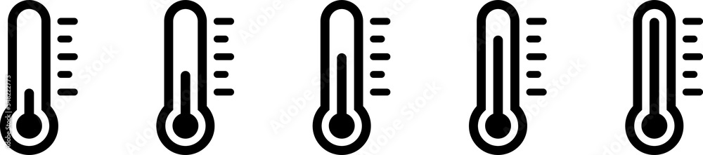 Thermometer icons. Set of thermometers on transparent background. Temperature scale symbol. PNG ...