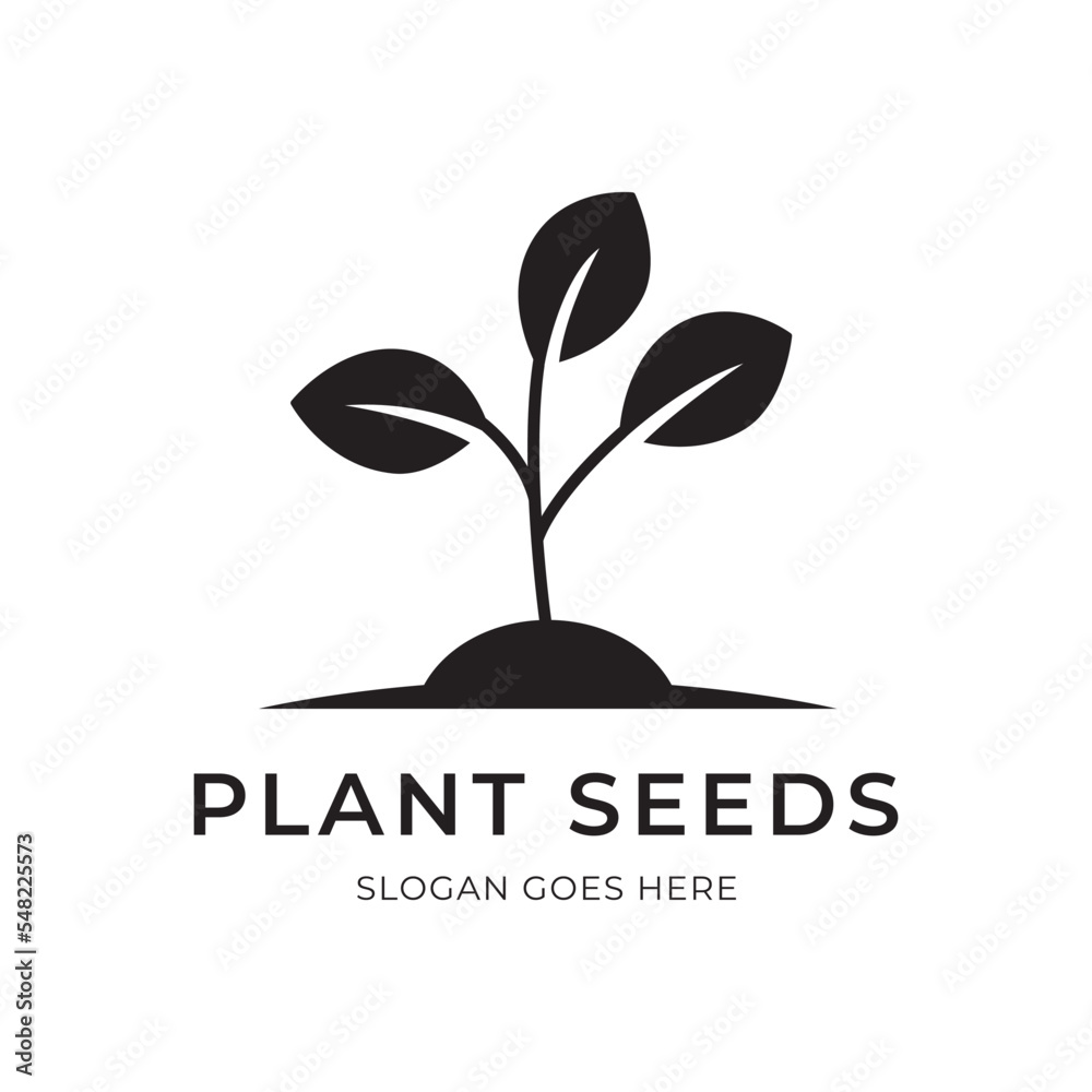 Plant Seeds Logo Concept Template Vector.growing seed logo.Seed grow ...