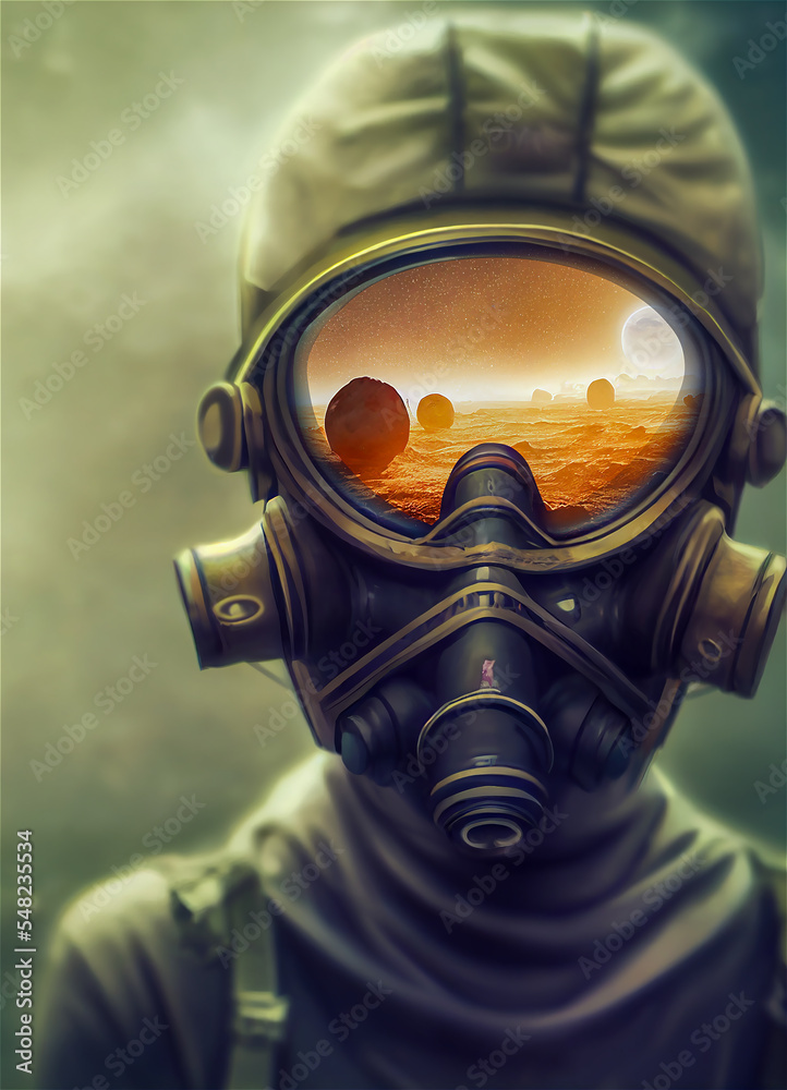 Gas mask portrait Stock Illustration | Adobe Stock