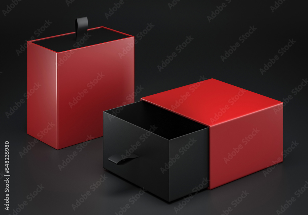 Package blank Sliding drawer red maroon and black color Cardboard Box ...