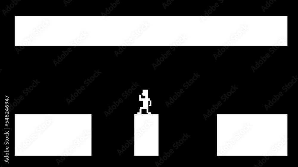 Animation of a man running and jumping, 8-bit style, old games, pixels ...