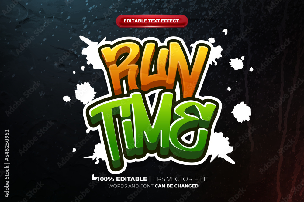 Run Time Text Effect 3D Editable text Effect Style Stock Vector | Adobe ...