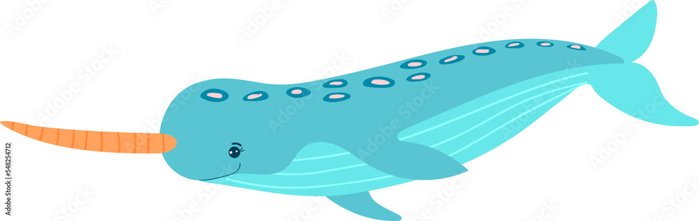 Cartoon style, ancient fish, rare inhabitant, ocean predator, wildlife ...