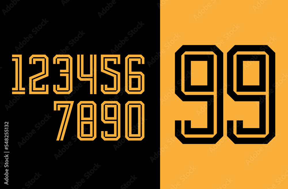sports typography numbers for team jerseys Stock Vector | Adobe Stock