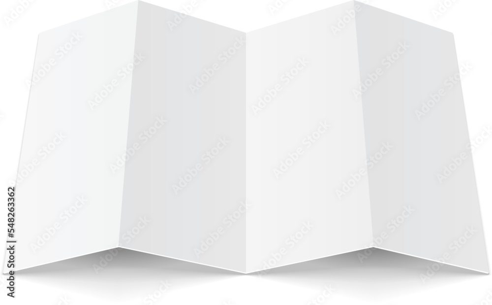 Mockup Blank Four Folded Fold Paper Leaflet, Flyer, Broadsheet, Flier ...