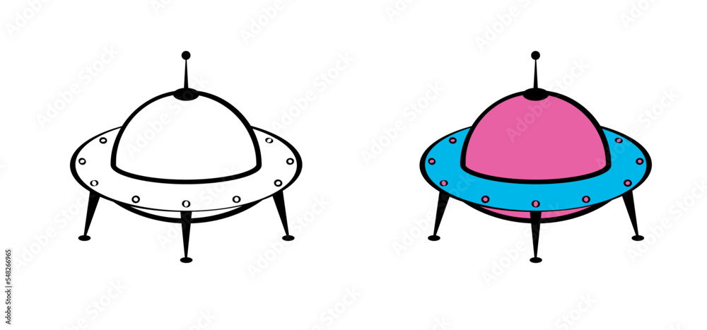 Ufo flying spaceship of aliens. For world UFO day. Cartoon Flying ...