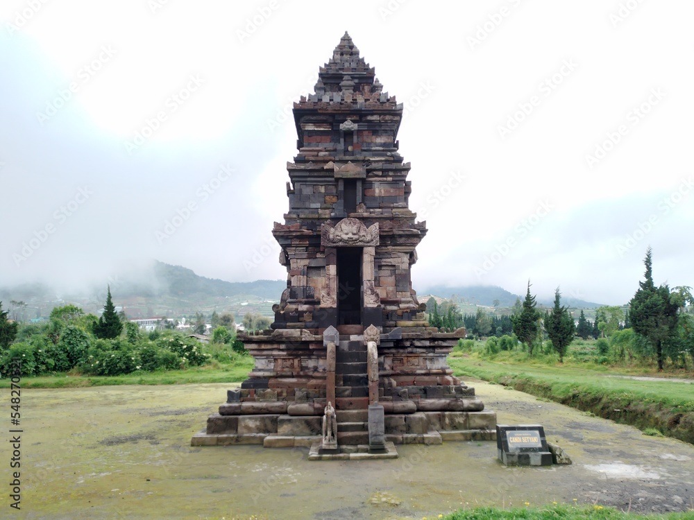 The artistic building of the newest Setyaki temple in Dieng after being ...