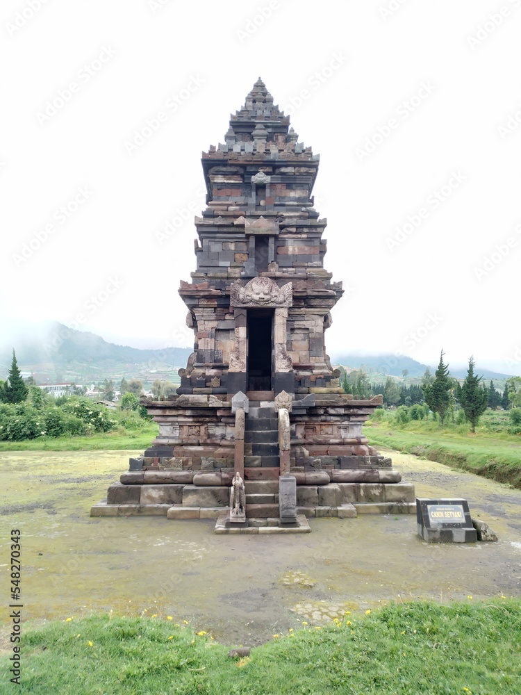 The artistic building of the newest Setyaki temple in Dieng after being ...