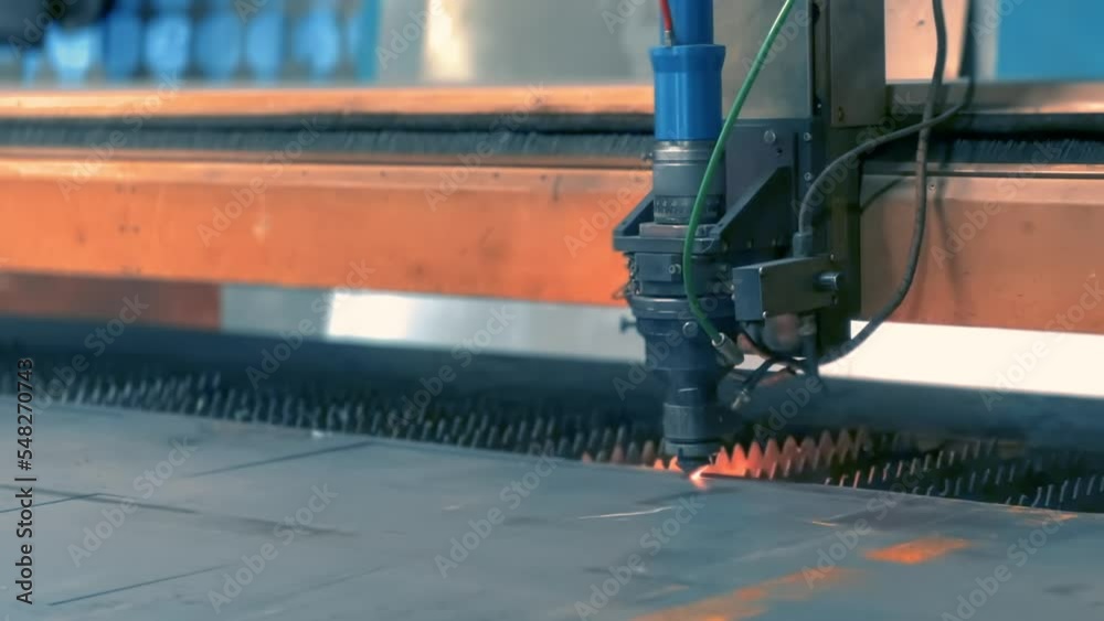 Laser cutting machine for sheet metal. close-up. modern machine with ...