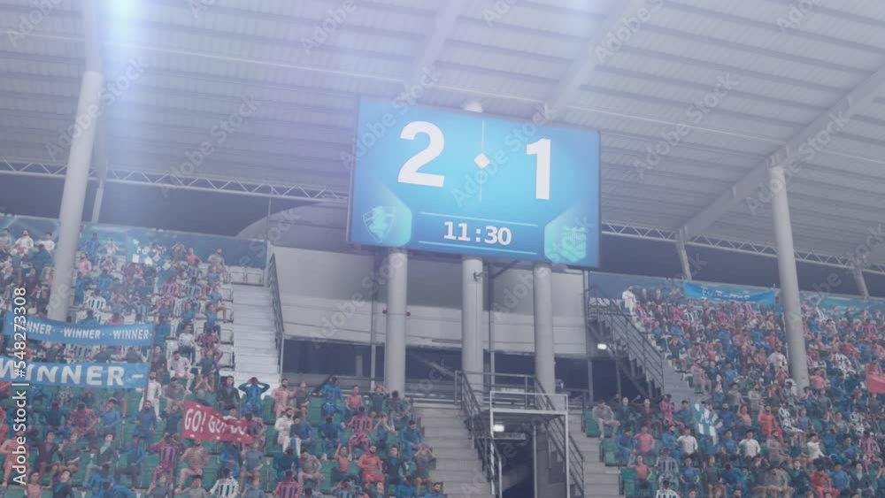 Football Soccer Stadium Championship Match, Scoreboard Screen Showing ...