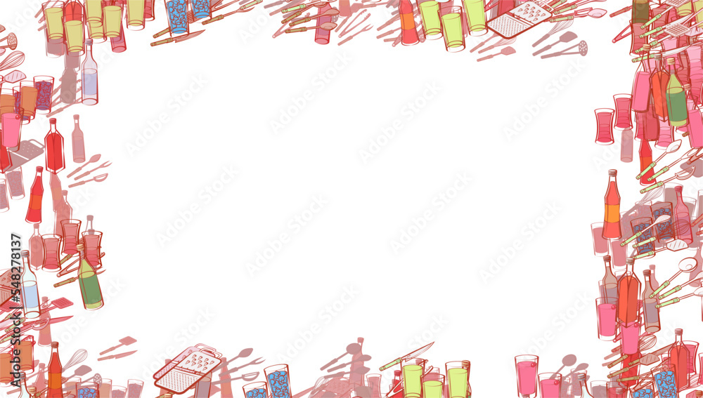 Background pattern abstract design texture. Alcohol and Cutlery. Border ...