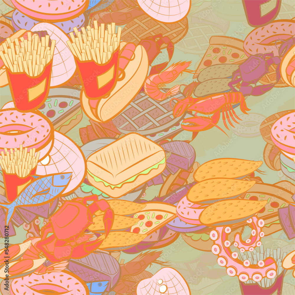 Background pattern abstract design texture. Seamless. Seafood and ...