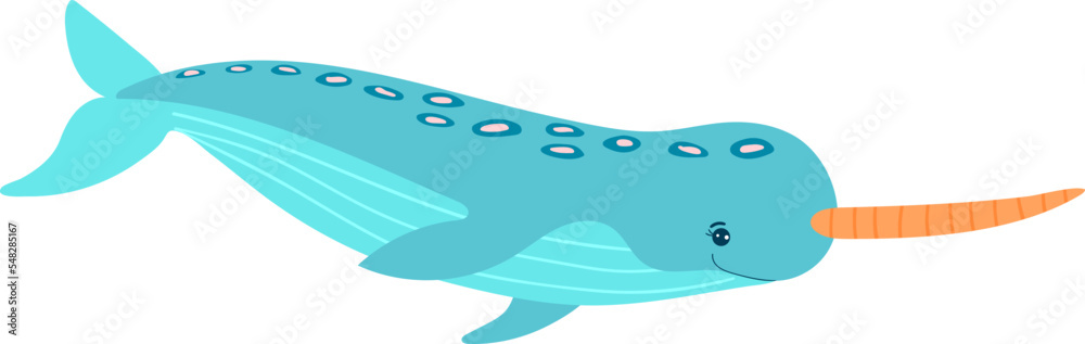 Cartoon style, ancient fish, rare inhabitant, ocean predator, wildlife ...